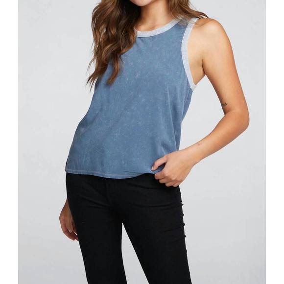 Chaser | Tops | New Chaser Coastal Cloth Racer Tank Denim In Mineral ...